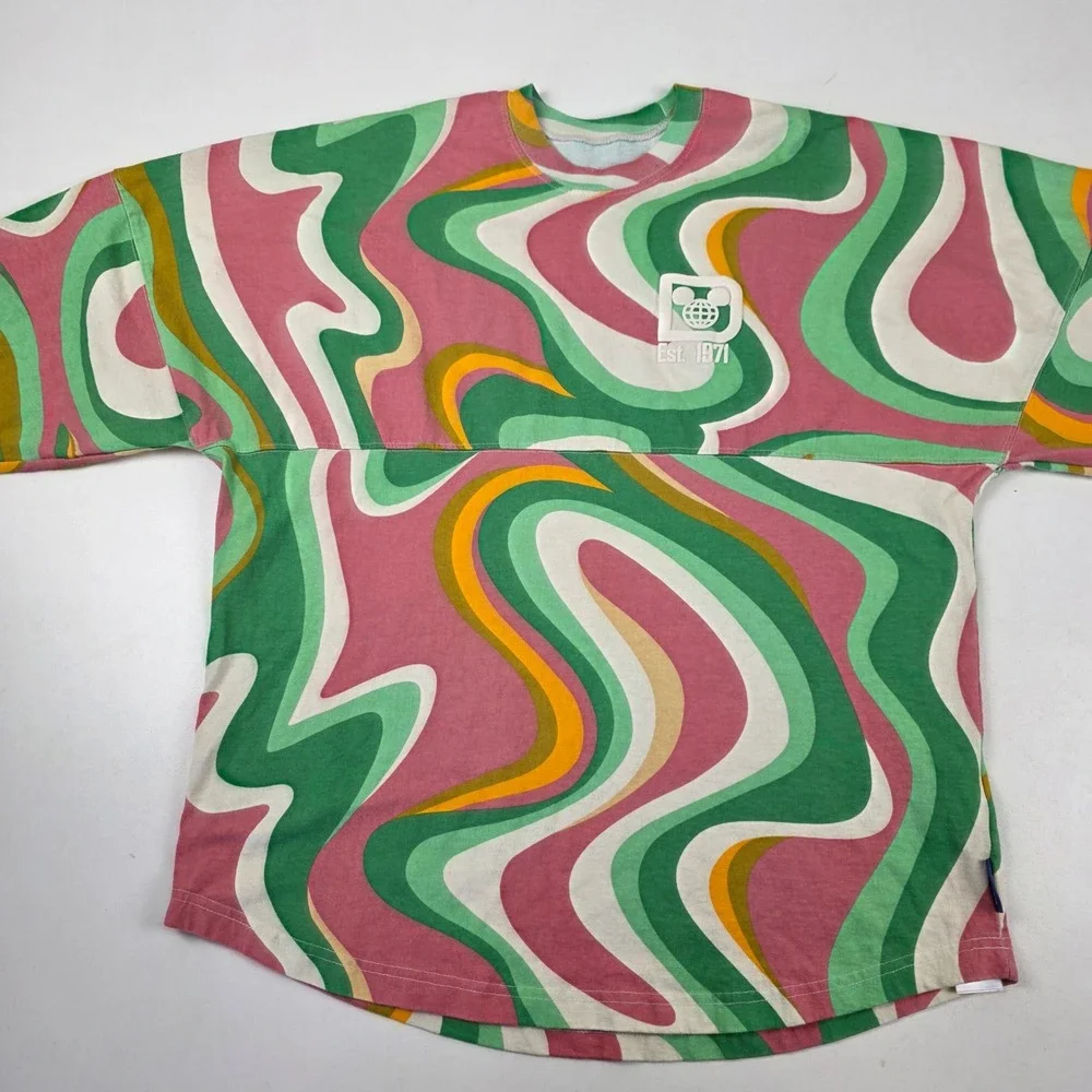 Disney | Tops | Disney Walt World Spirit Jersey Retro Swirl Print Est ...